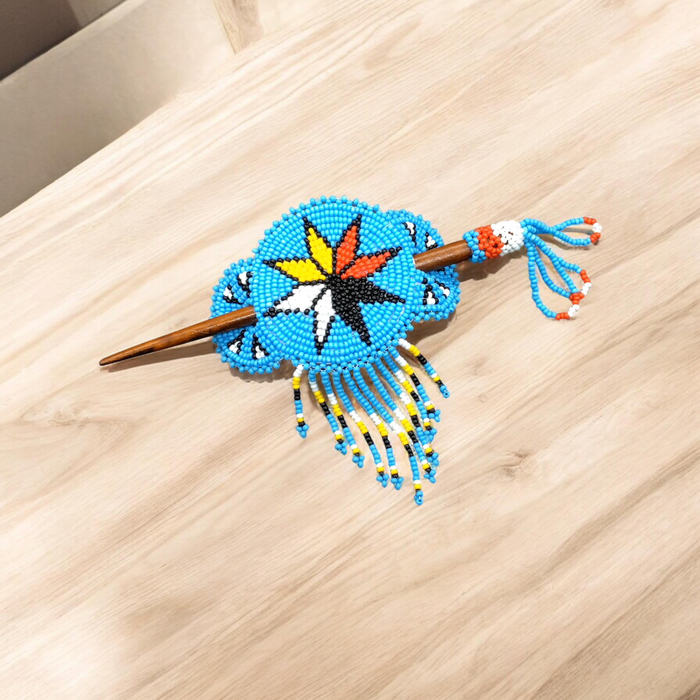 Native American Beaded Barrette with Fringes – OldTribes