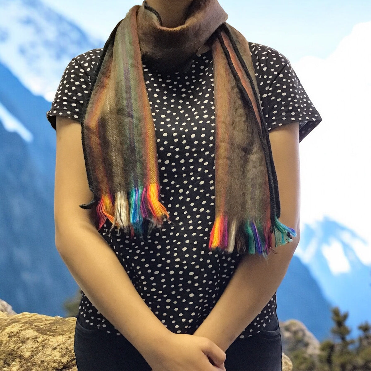 Brown Multicolor Alpaca Shawl – OldTribes