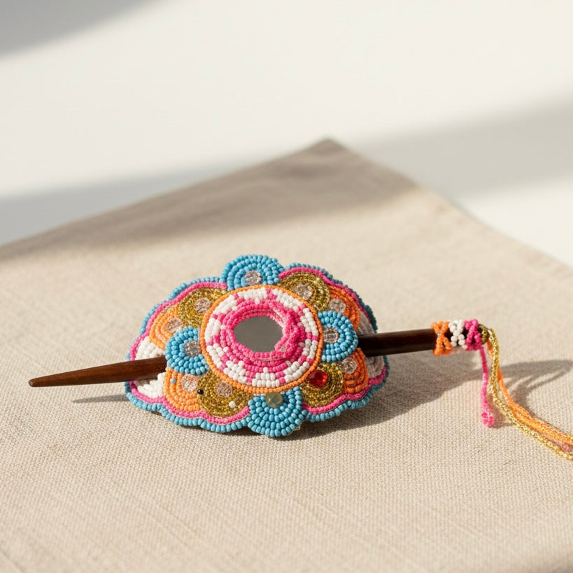 Multicolor Barrette light orange W/ sky blue (24) – OldTribes