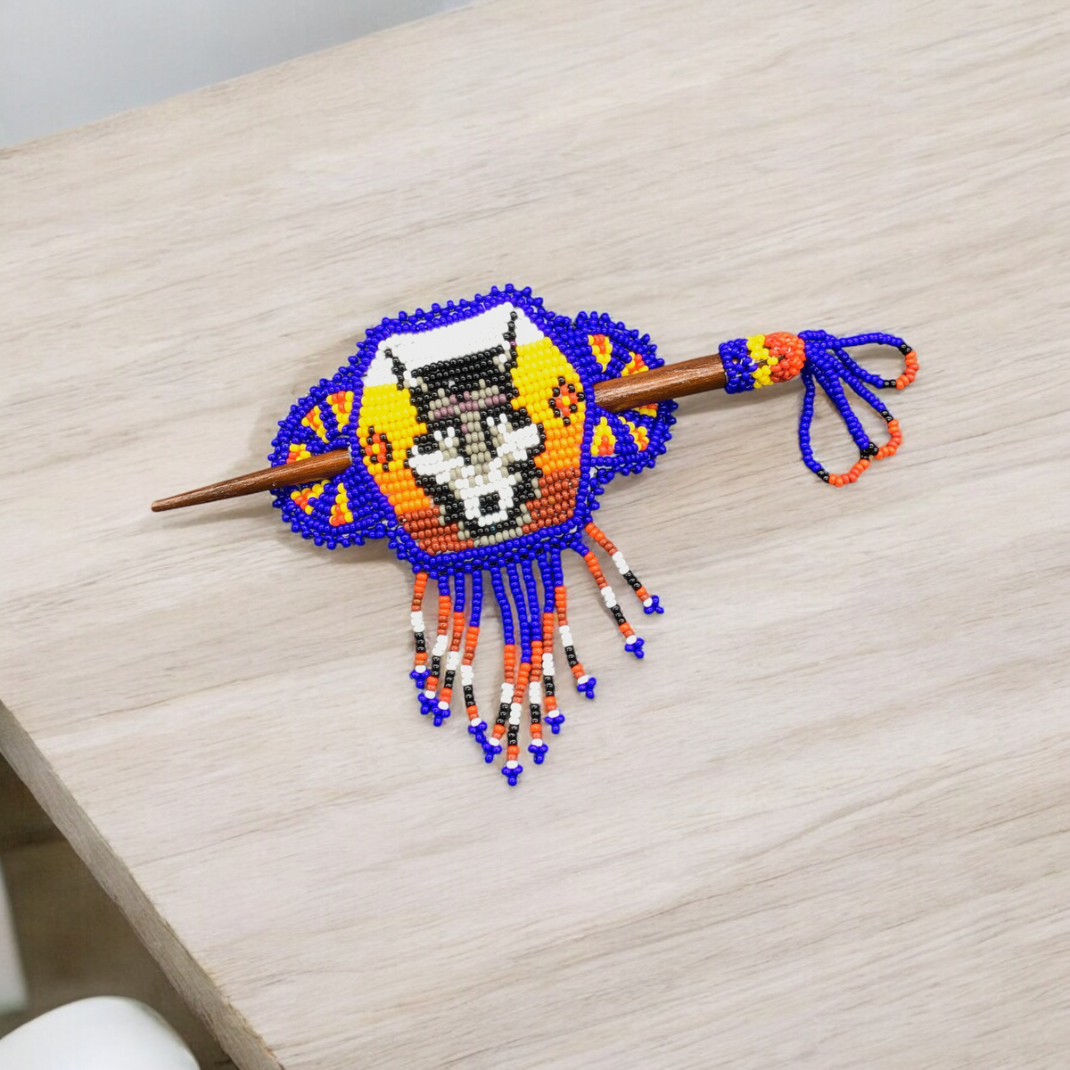 Native American Beaded Barrette with Fringes (2) – OldTribes
