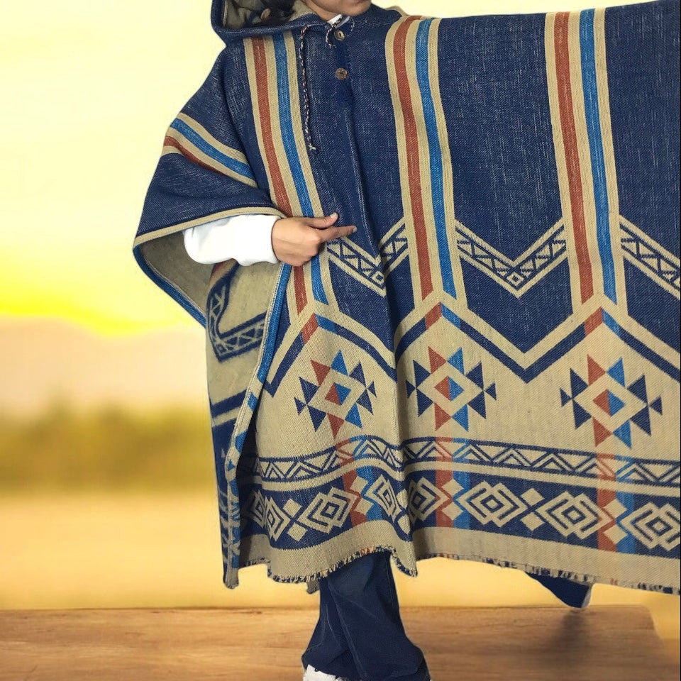 Blue Pure Llama wool Ponchos – OldTribes