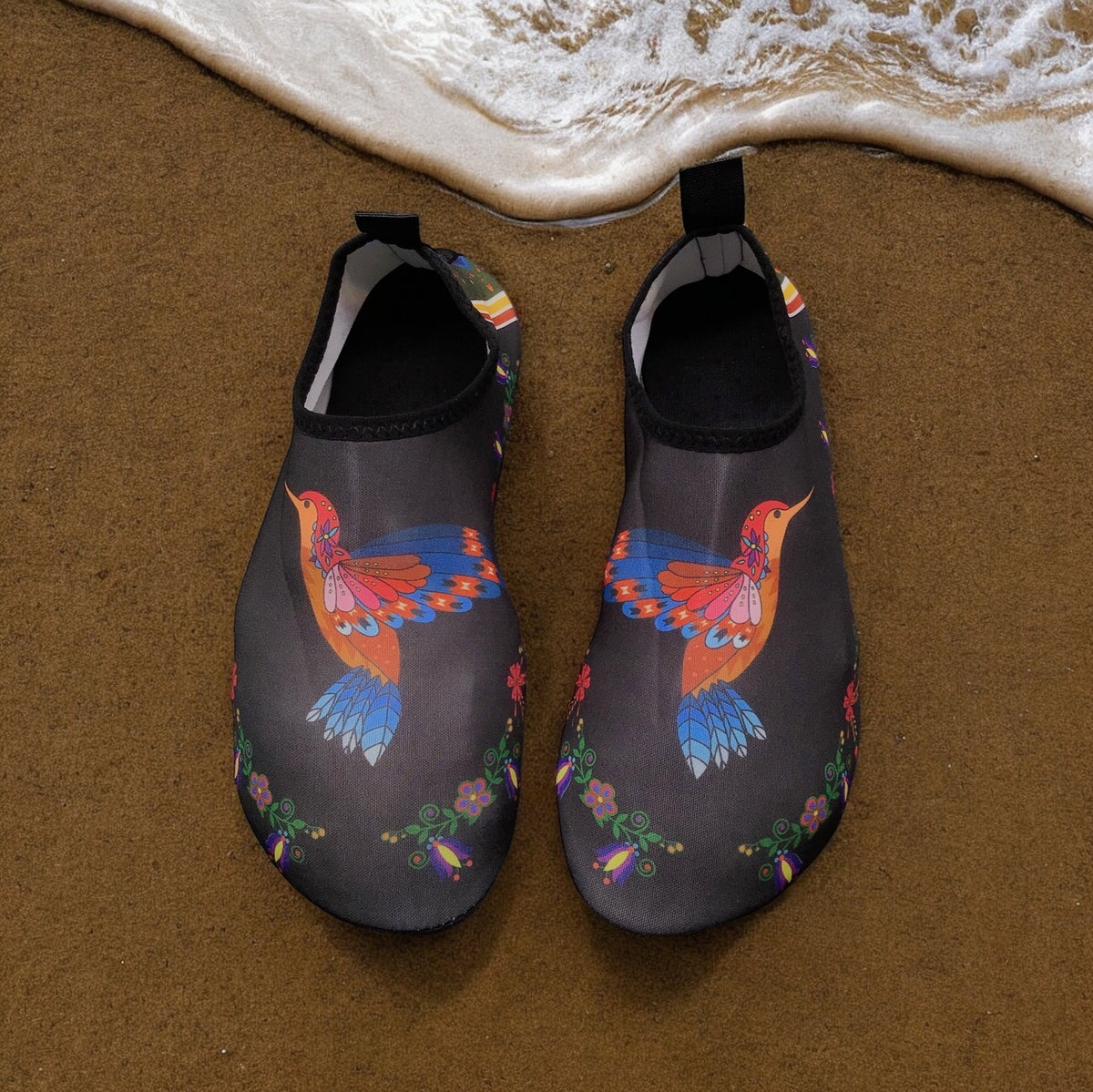 Hummingbird Black Native American Aqua Shoes – OldTribes