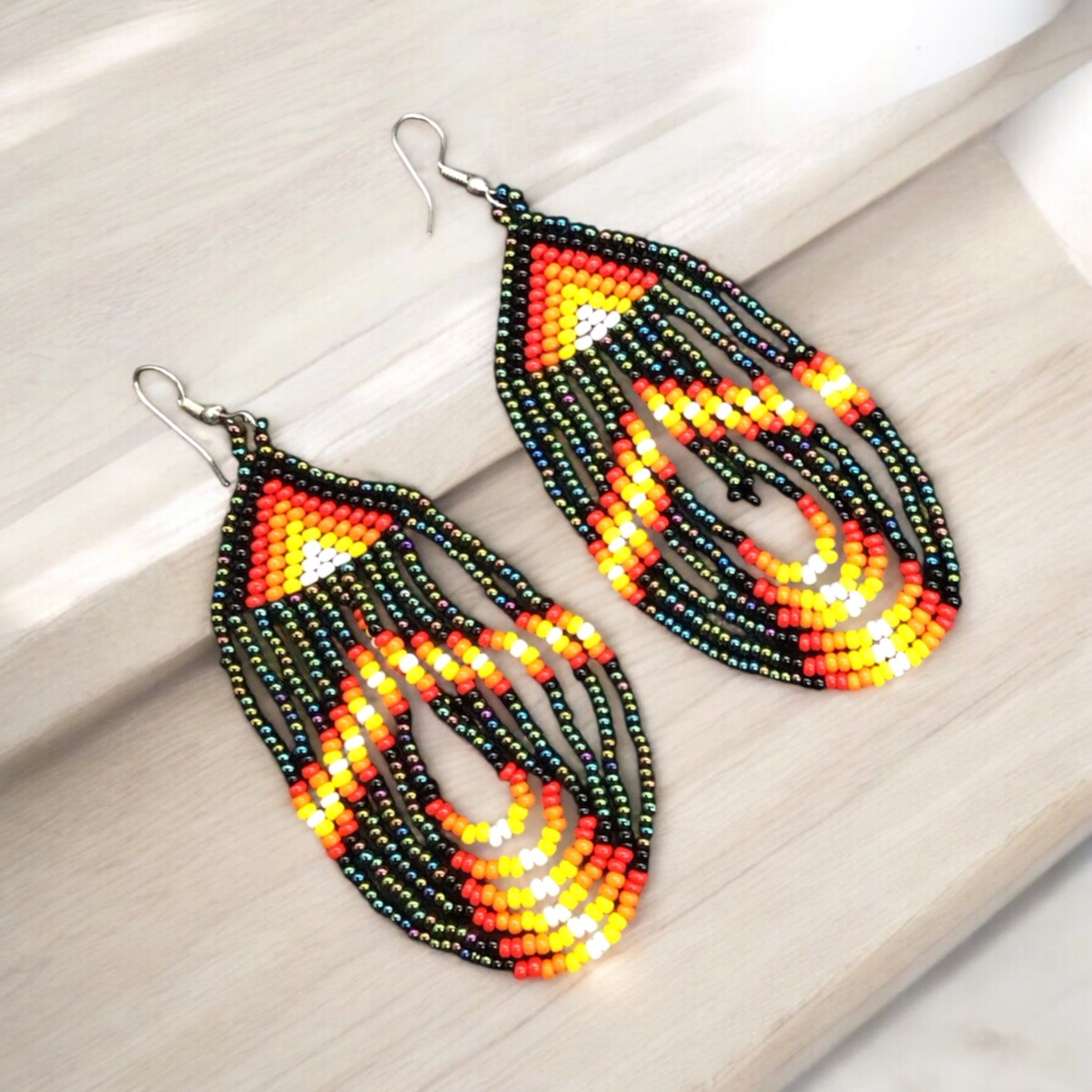 Dark green Swoop Beaded earrings – OldTribes