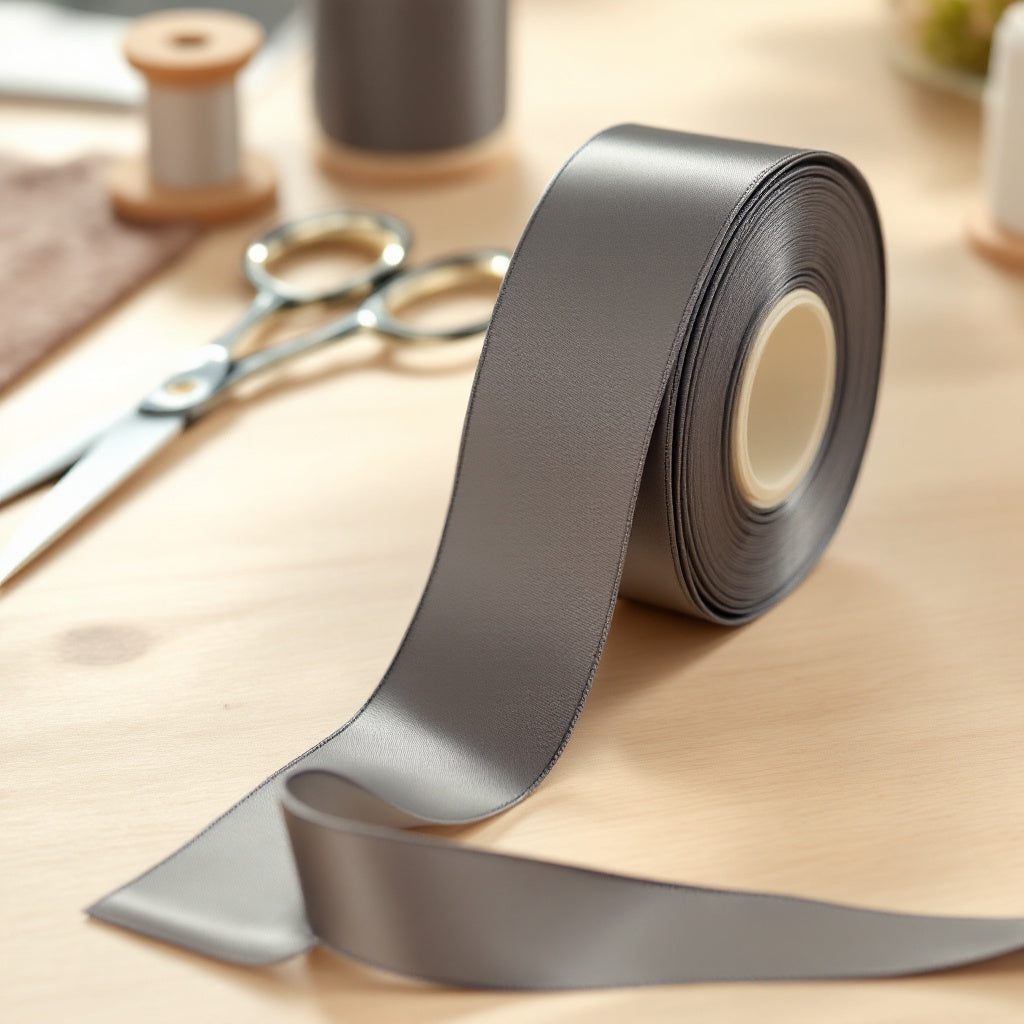 Satin Ribbon Double Face-Metal Grey #017- 3.8 cm Wide – OldTribes