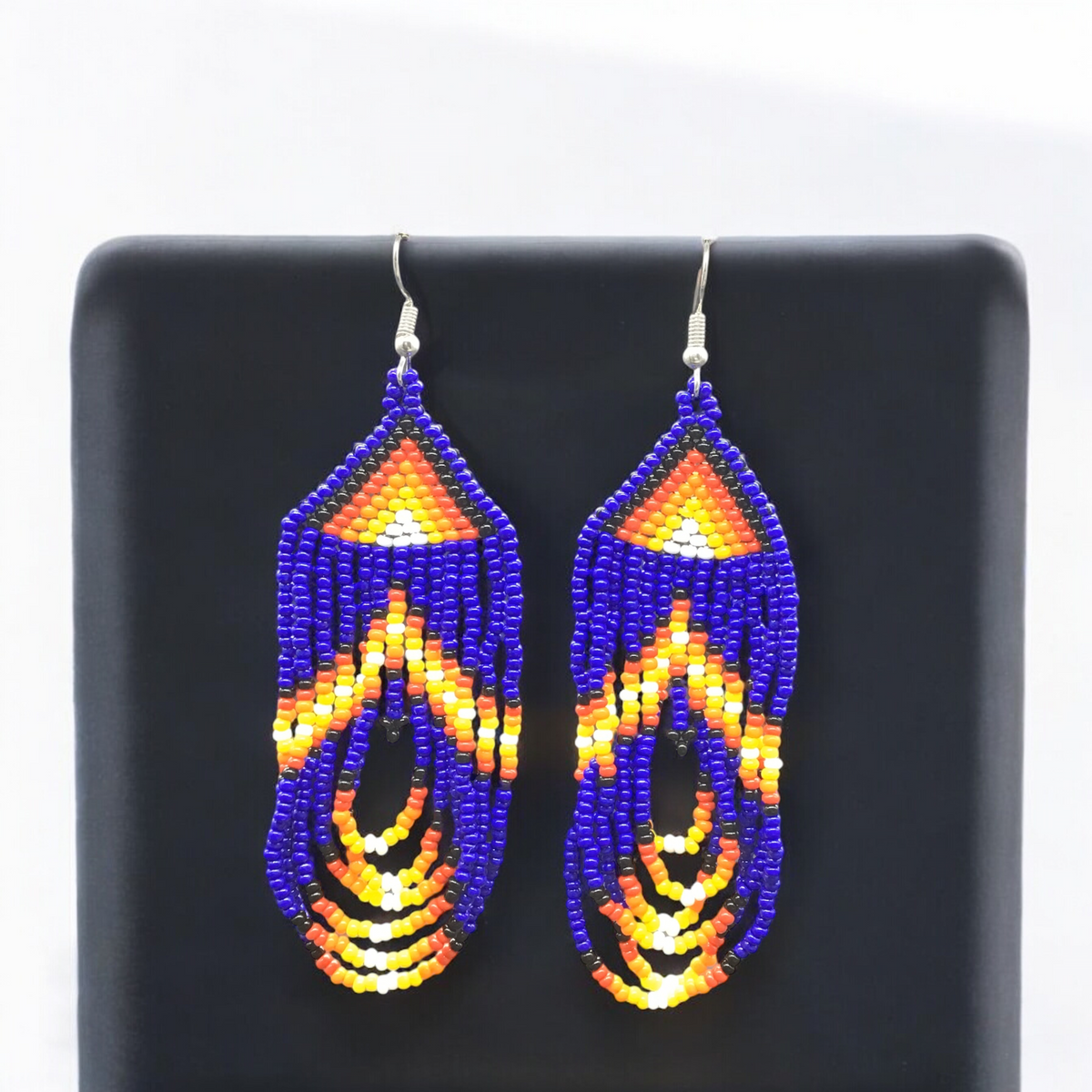 Blue Swoop Beaded earrings – OldTribes