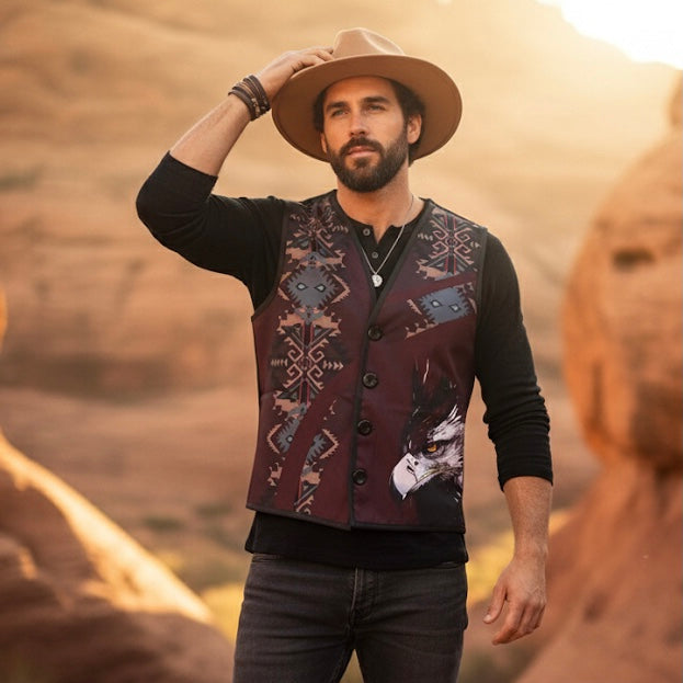 Eagle Native Vest(Maroon) | OLDTRIBES – OldTribes