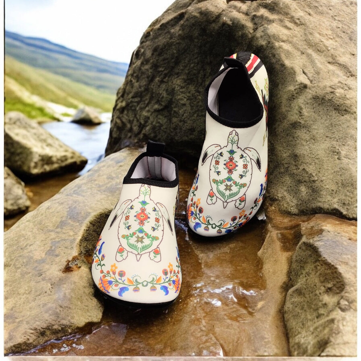 Turtle White Native American Aqua Shoes – OldTribes