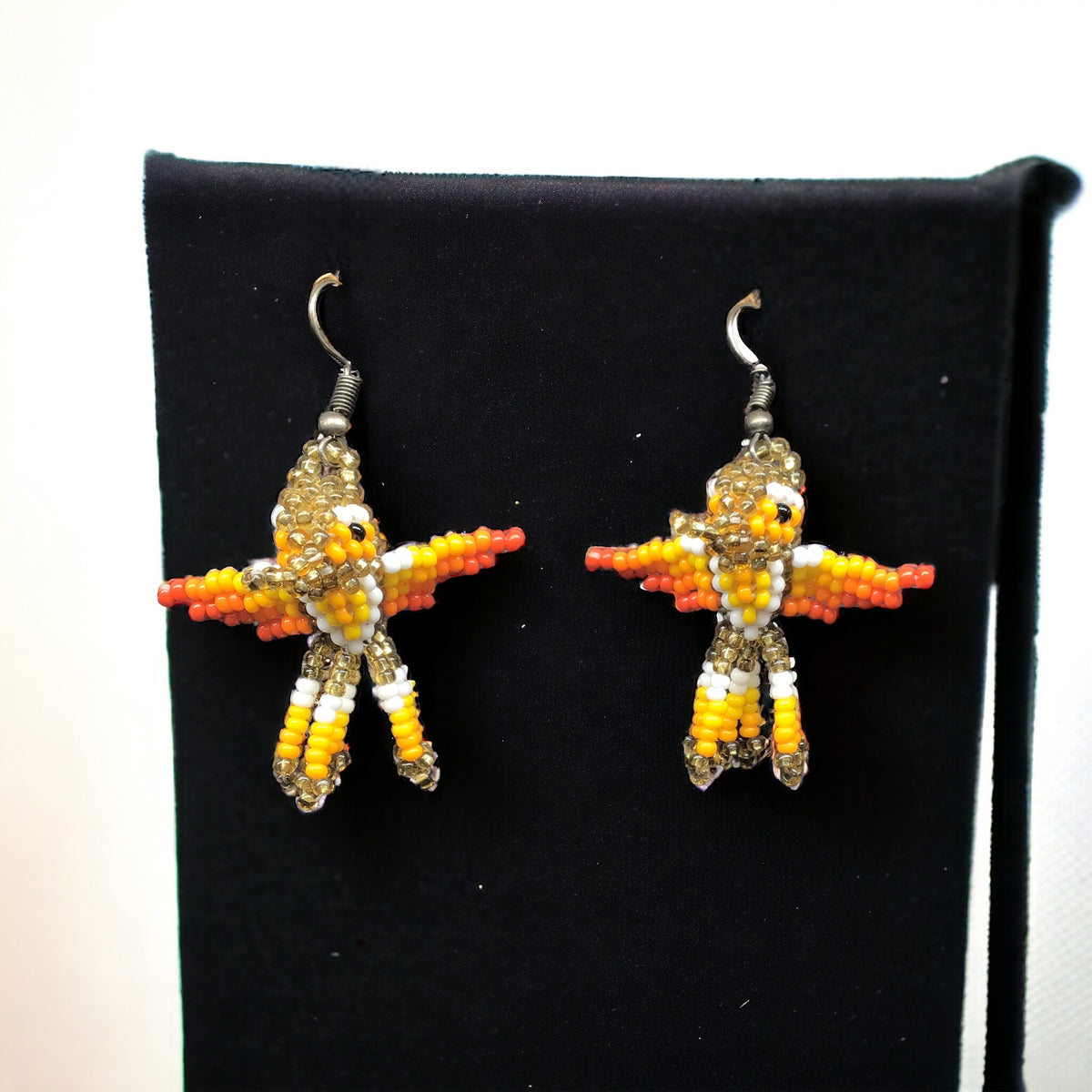 OLDTRIBES™ Gold yellow Beaded hummingbird earrings – OldTribes