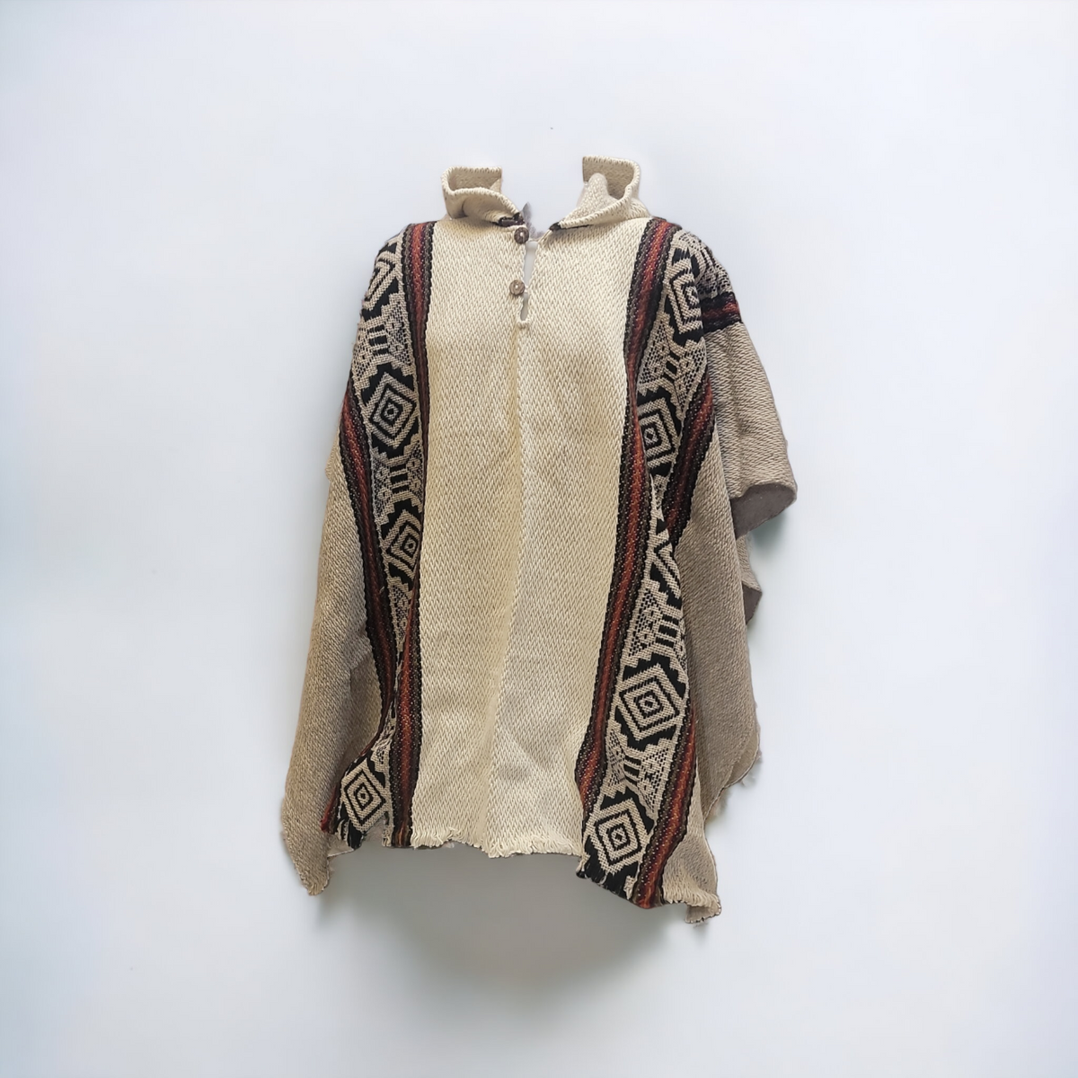 Mens Indigenous White and Grey fair trade poncho – OldTribes