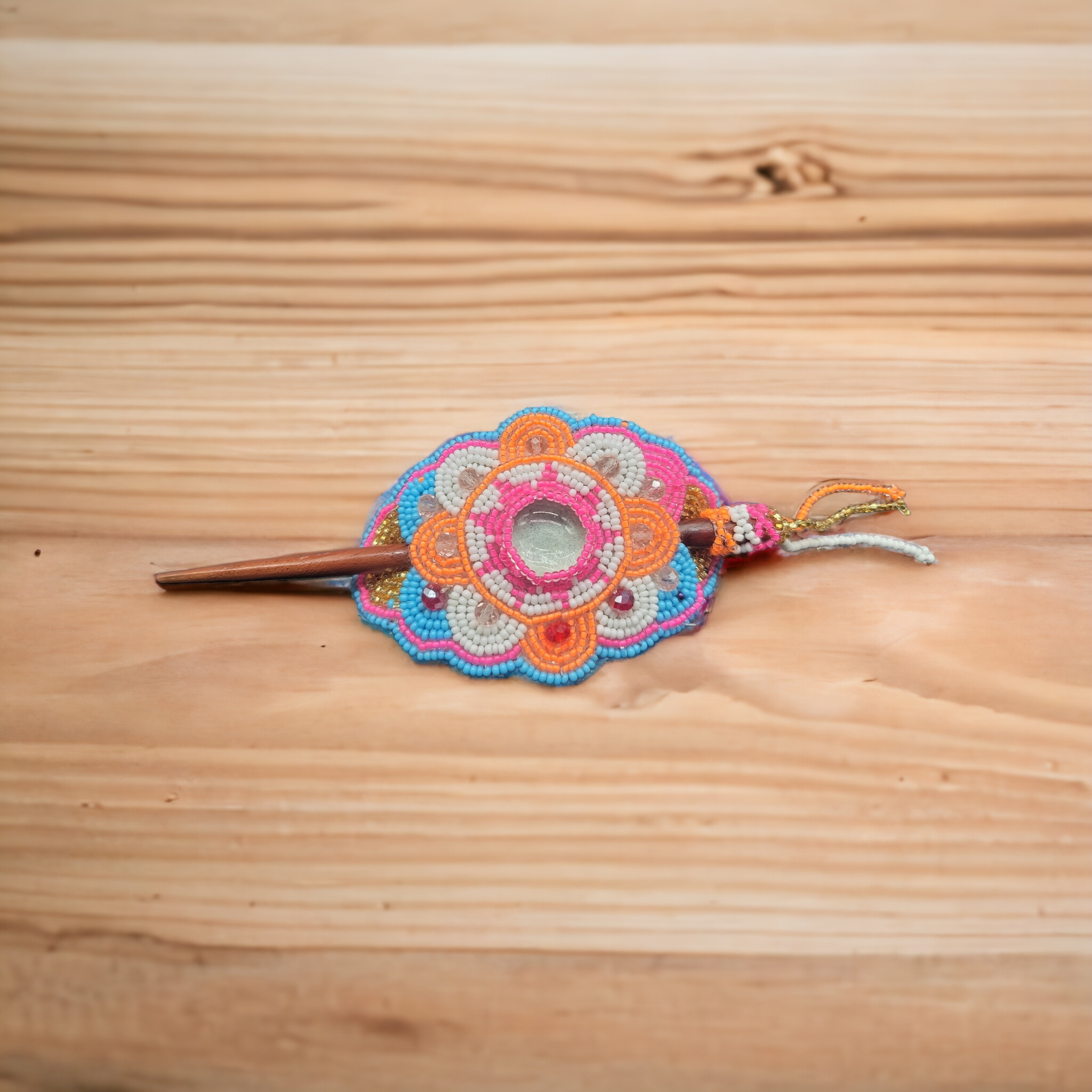 Native American Style Barrette Orange and Blue accent – OldTribes