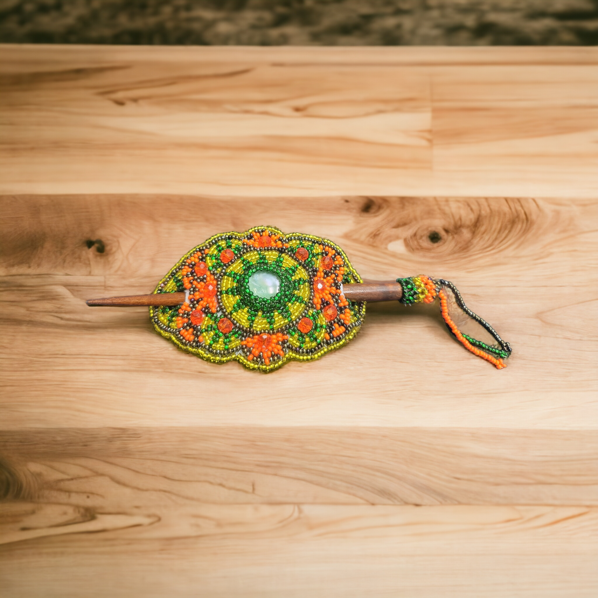 Native American Style Barrette Orange and Green accent – OldTribes