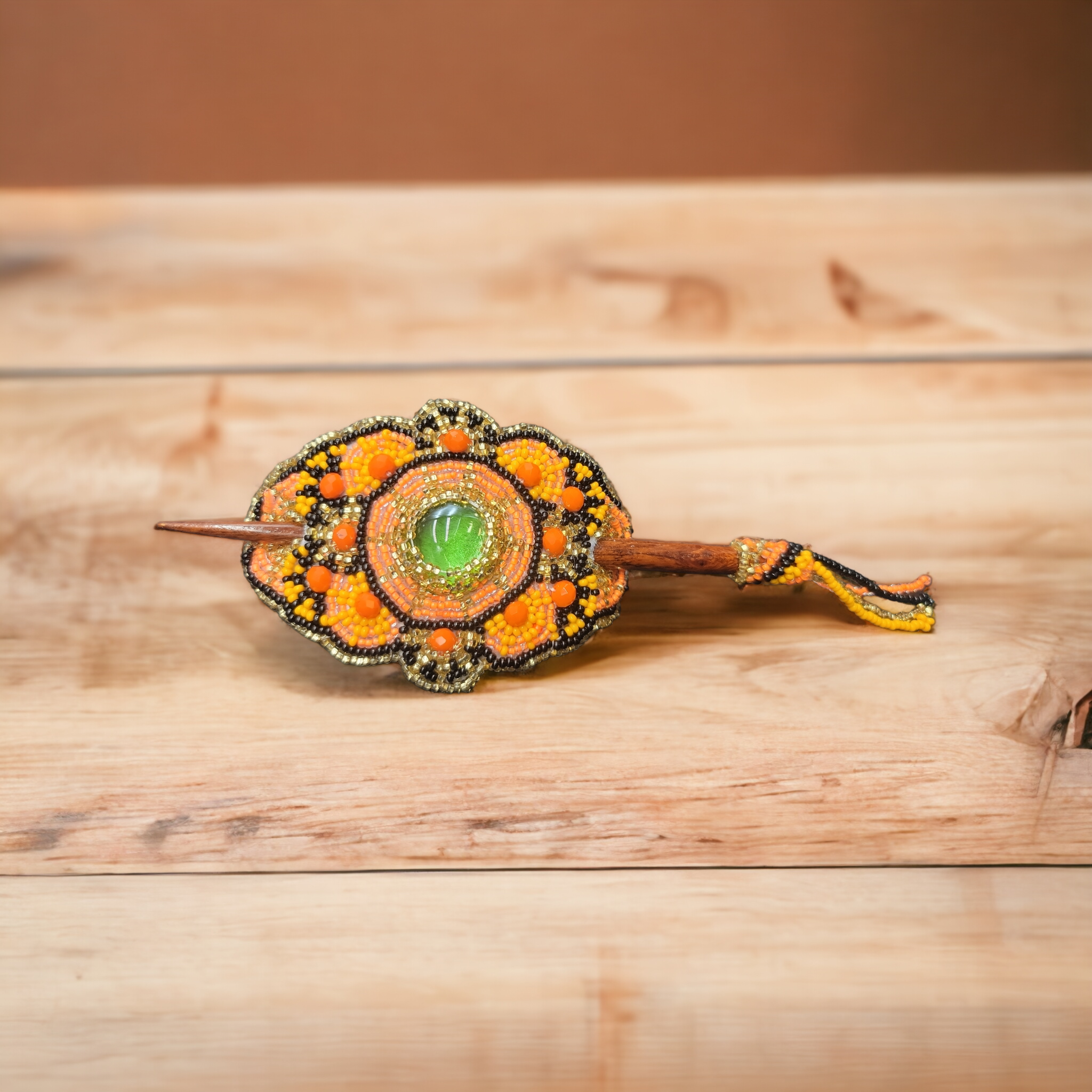 Native American Style Barrette Orange and Black accent – OldTribes