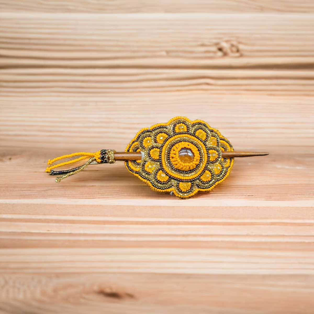 Native American Style Barrette Yellow-Gold accent – OldTribes